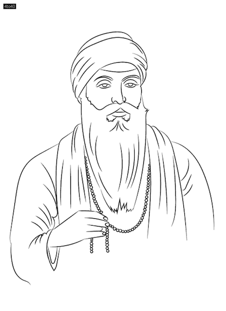 Guru Ram Das portrait Coloring Sheet – Kids Portal For Parents